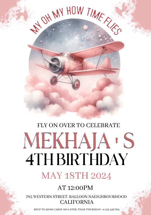 AIRPLANE BIRTHDAY PARTY INVITE TEMPLATE | PosterMyWall