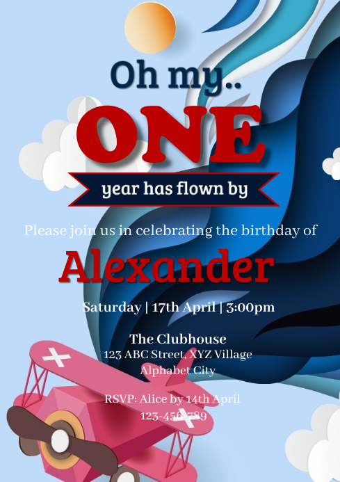 Airplane Theme Invitation Template | PosterMyWall