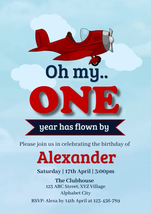 Airplane Theme Invitation Template | PosterMyWall