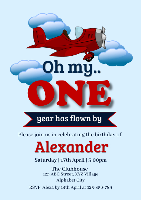 Airplane Theme Invitation Template | PosterMyWall