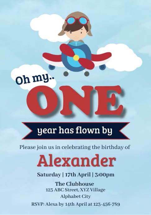 Copy of Airplane Theme Invitation | PosterMyWall