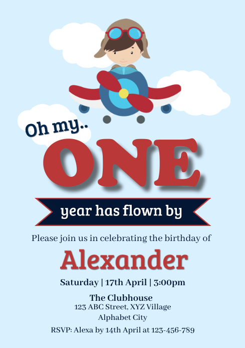 Airplane Theme Invitation Template | PosterMyWall