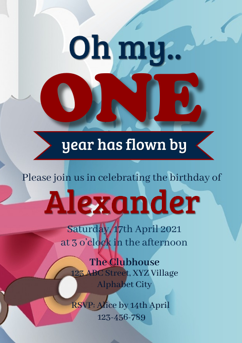 Airplane Theme Invitation Template | PosterMyWall