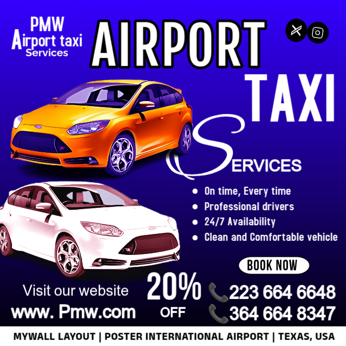 Airport taxi services transport design template | PosterMyWall
