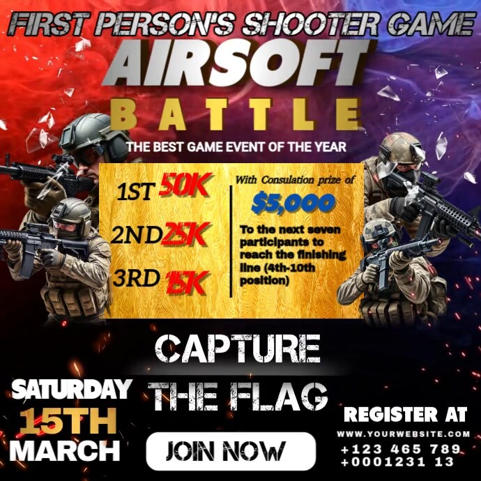 Airsoft Battle Capturing The Flag Template | PosterMyWall