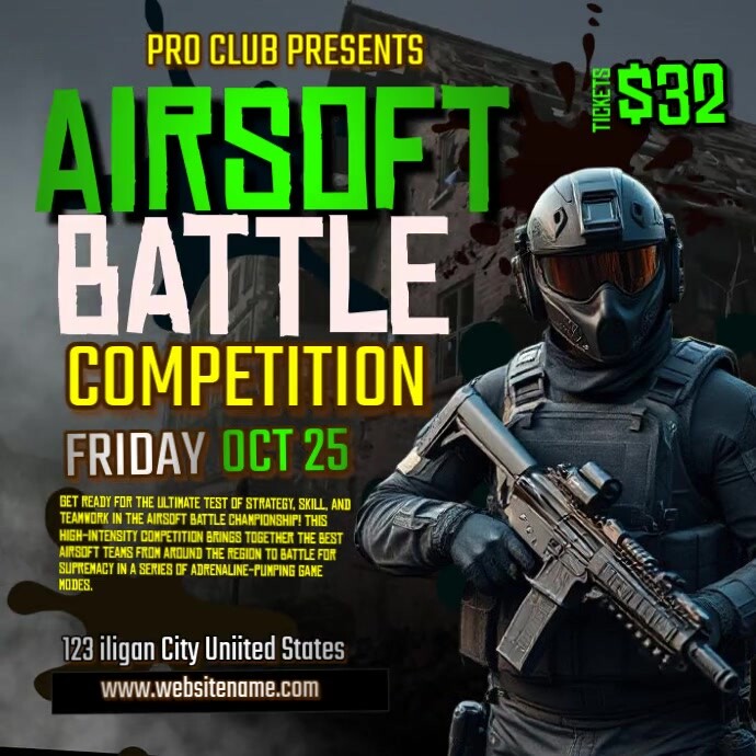 Airsoft Battle Ground Competition Template | PosterMyWall