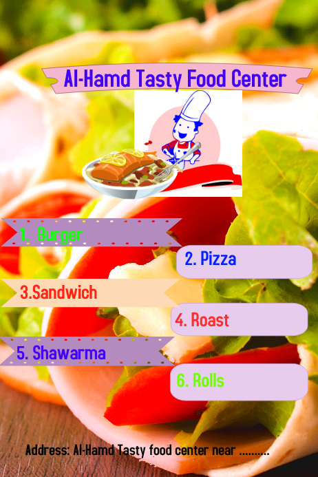 Al-Hamd Tasty Food Center Template | PosterMyWall