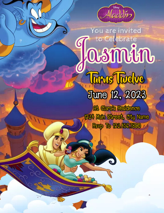 Copy of Aladdin Birthday Template | PosterMyWall