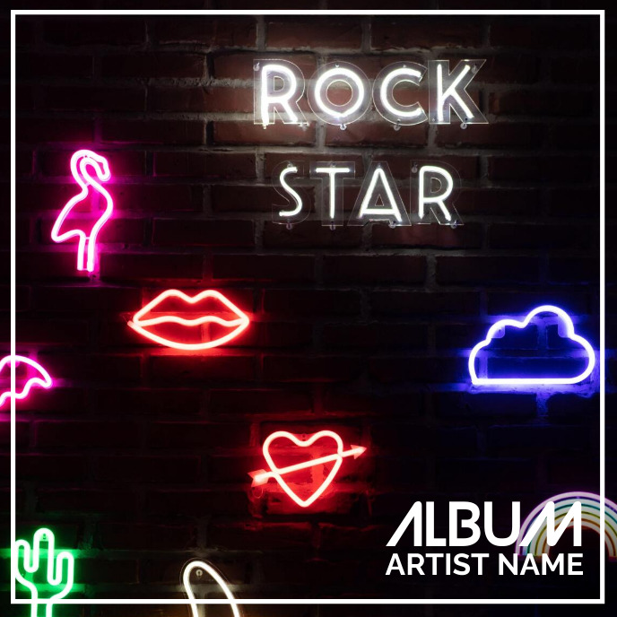 Album cover of neon lights Template | PosterMyWall