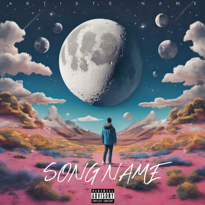 Album Cover Pochette D'album moon clouds moun Template | PosterMyWall