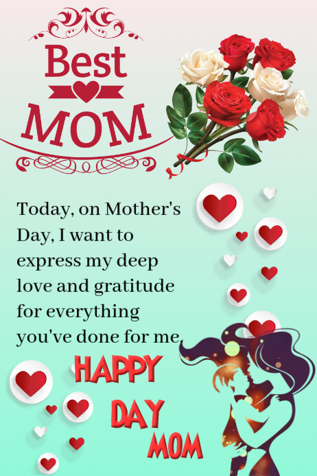 Alegre Best Mom Happy Day Mom Póster Template | PosterMyWall