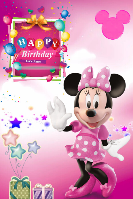 Copy of Alegre Happy Birthday Minnie Póster | PosterMyWall