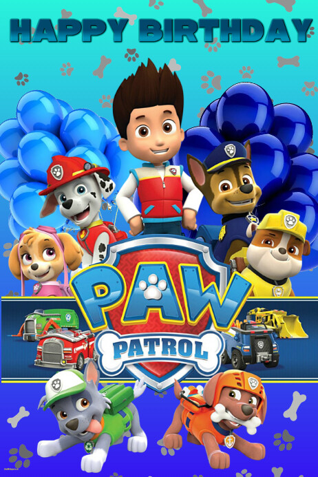 Copia de Happy Birthday Paw Patrol Banner Kids Póster | PosterMyWall