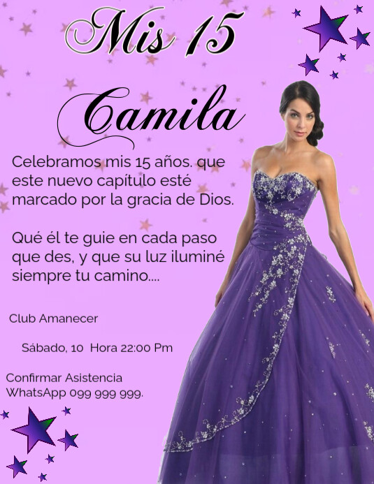 Mis 15 Invitation Poster Banner Volante (carta Us) Templat | PosterMyWall