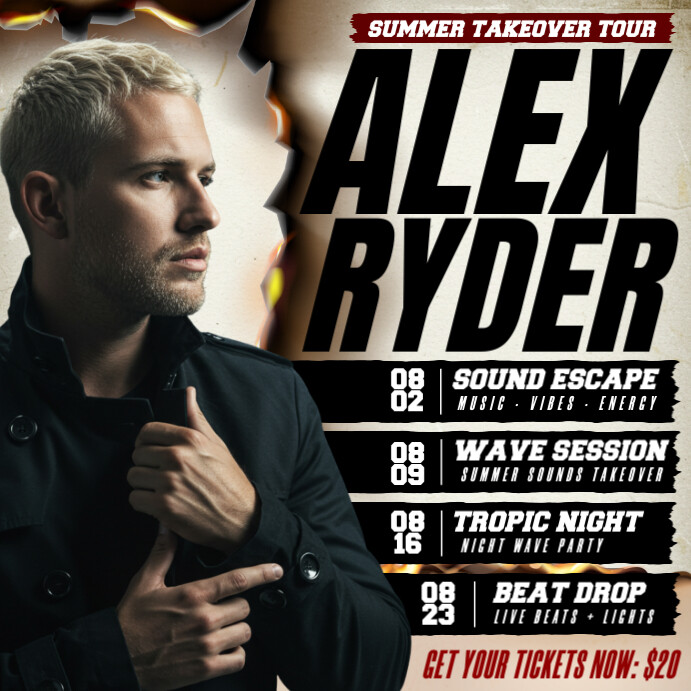 Plantilla de Alex Ryder: Soundwave Sovereign | Summer Takeover Tour ...