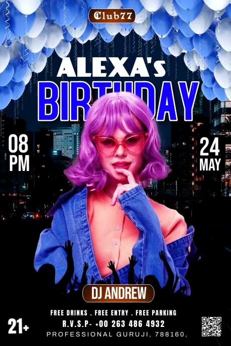 alexa's birthday customise template | PosterMyWall