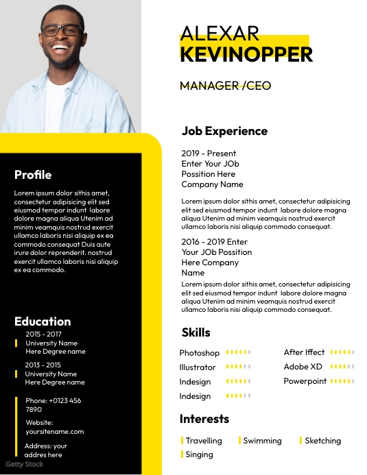 Alexander Resume Design Template | PosterMyWall