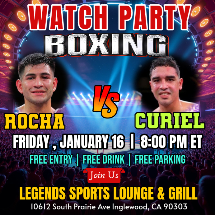 Alexis Rocha Vs Raul Curiel Boxing 2026 Watch Party Instagram Post ...