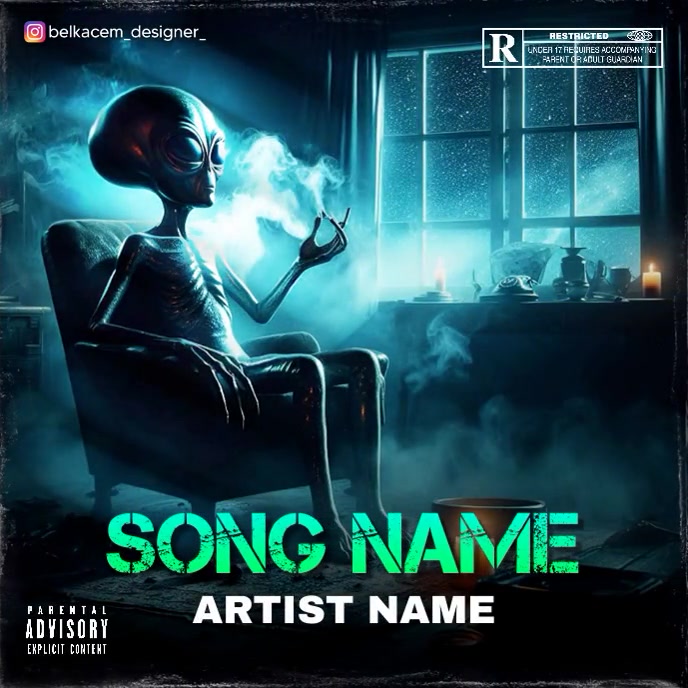 Alien Smoke Album Cover Template | PosterMyWall