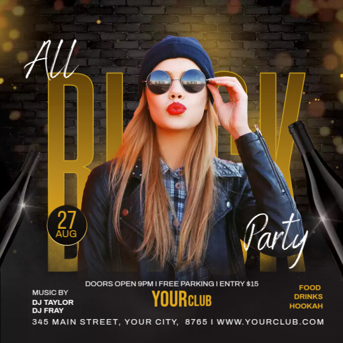 All Black Birthday Party Template | PosterMyWall