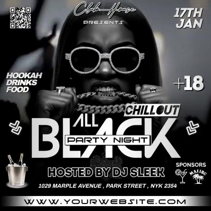 ALL BLACK CHILLOUT PARTY TEMPLATE | PosterMyWall