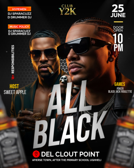 All Black Y2K Night Template | PosterMyWall