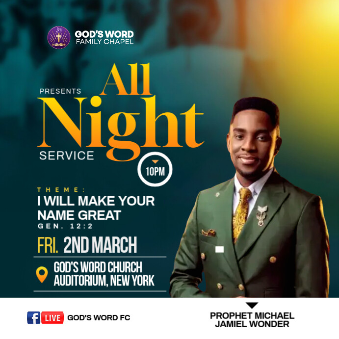 Copy of All night church flyer | PosterMyWall