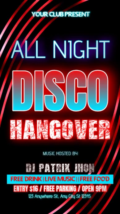 All night disco hangover instagram reel Template | PosterMyWall