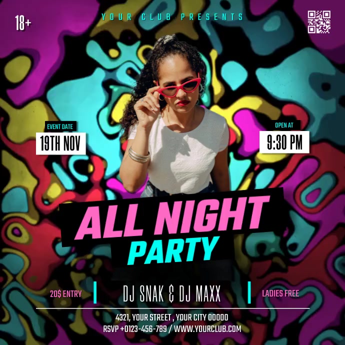 Copy of All Night Party | PosterMyWall
