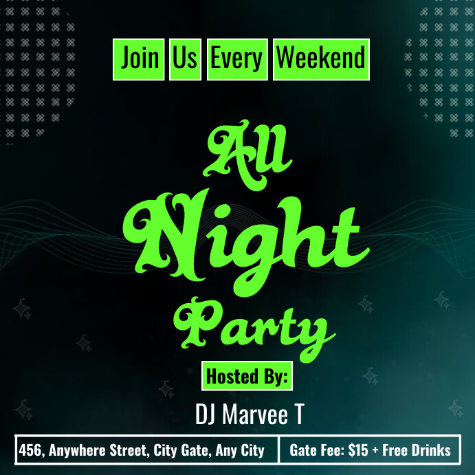 All Night Party Instagram Post Template | PosterMyWall