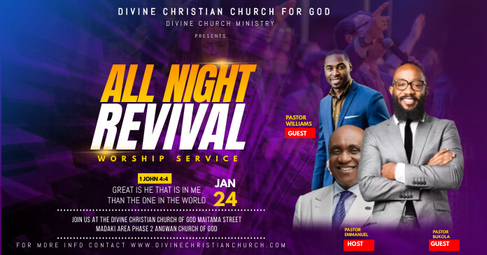 all night revival worship flyer design Template | PosterMyWall