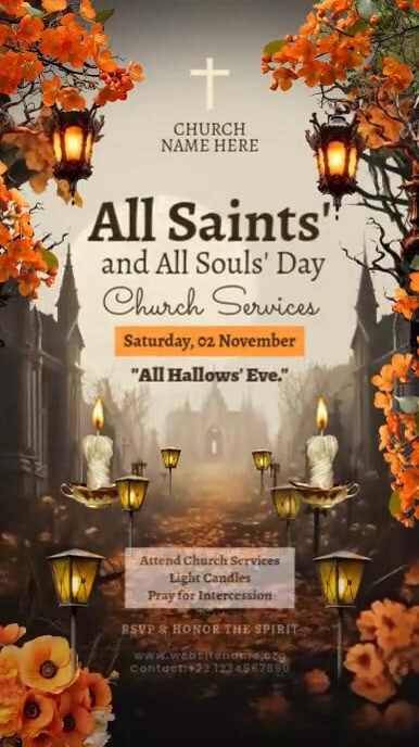 All Saints' Day Church Service Template | PosterMyWall