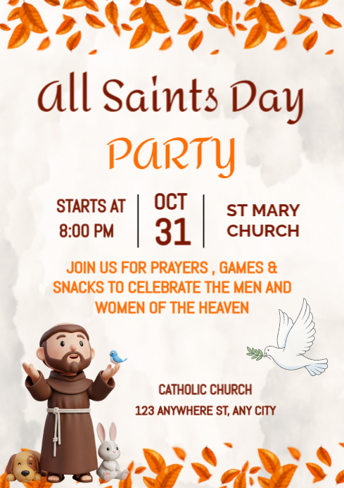 All Saints Day Party Invitation A4 Template | PosterMyWall