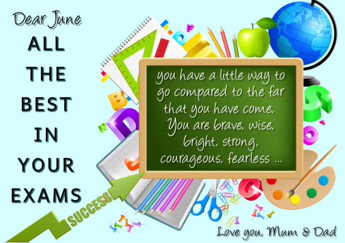 All the Best Success in your Exams card flyer Template | PosterMyWall