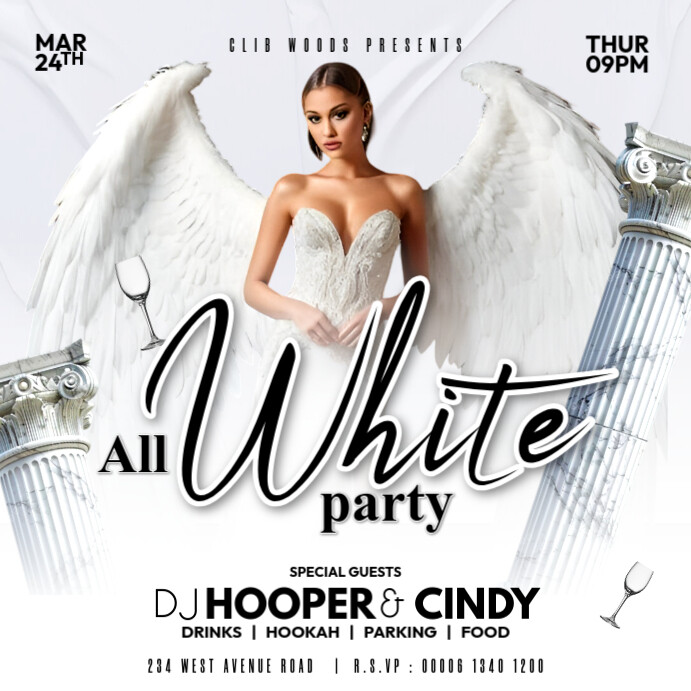 Copy of All white ladies party night club invitation flyer poster ...