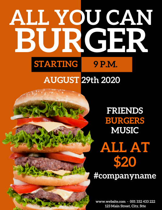 All you can burger night flyer Template | PosterMyWall