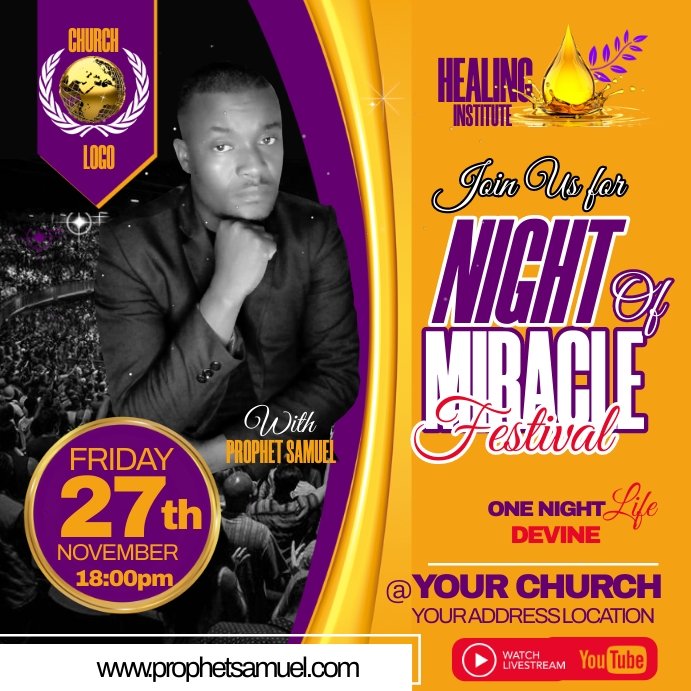 ALLNIGHT CHURCH SERVICE FLYER Template | PosterMyWall