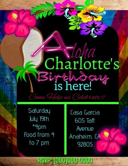 Aloha Invite Template | PosterMyWall