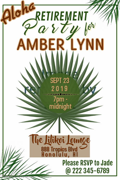 Aloha Retirement Party Poster Template | PosterMyWall