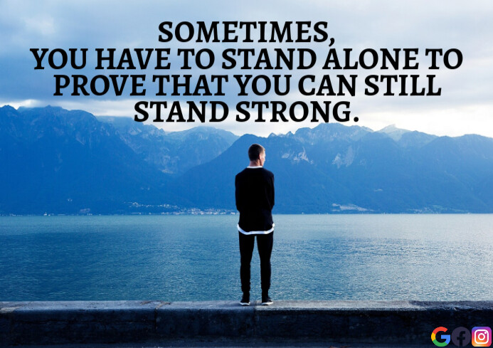 Modèle ALONE AND STRONG QUOTE TEMPLATE | PosterMyWall