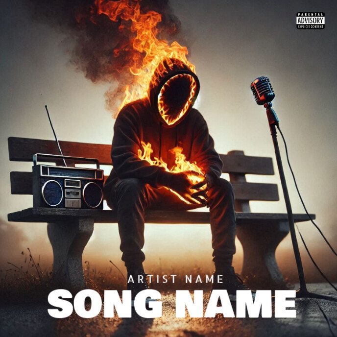 Alone man with fire mixtape album cover Template | PosterMyWall
