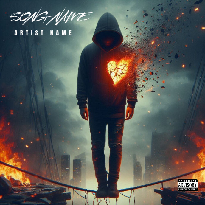 Plantilla de Alone man with heart mixtape Album Cover | PosterMyWall