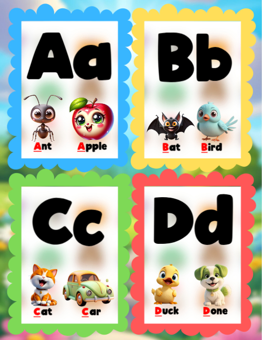 Alphabet A to D Learning Poster Template | PosterMyWall