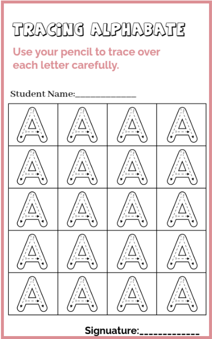 Alphabet Letter A Tracing work sheet, Tracing Activity, Modelo ...