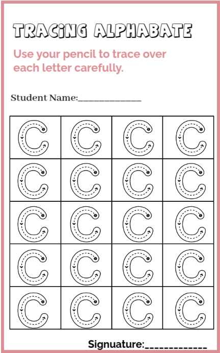 Alphabet Tracing Activity for Kids, Letter C Tracing Activity Template ...