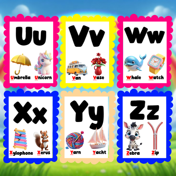Alphabet U to Z Learning Poster Template | PosterMyWall