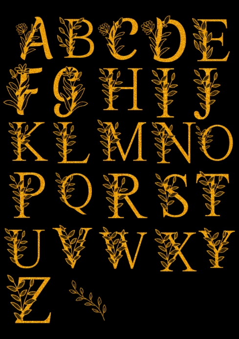 Alphabets Golden Flower Fonts Style Templat | PosterMyWall