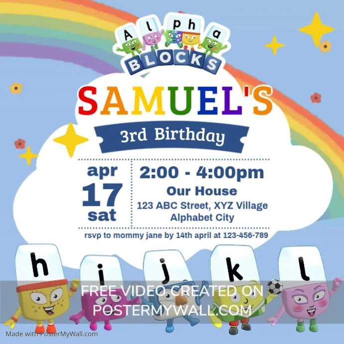 Alphablocks Birthday Invitation (11) Template | PosterMyWall