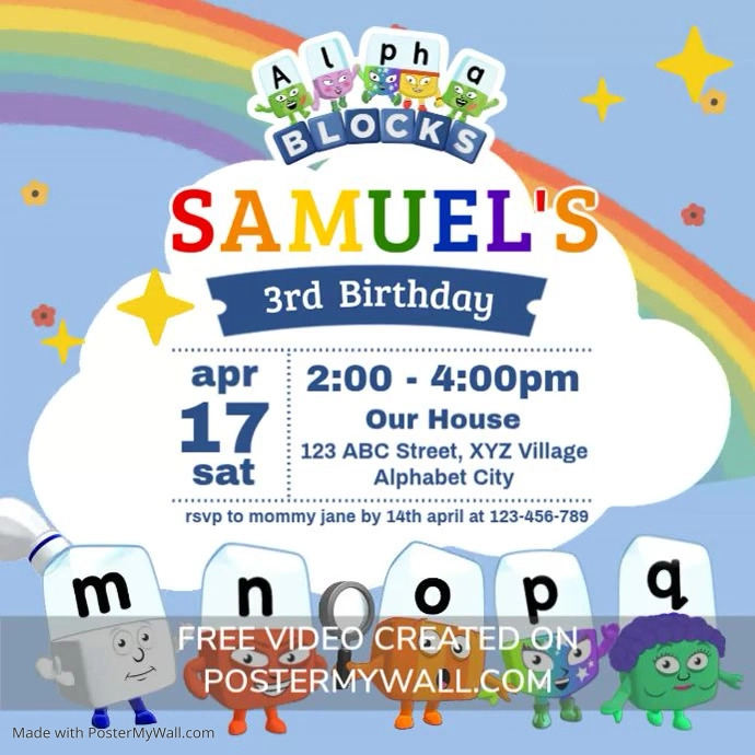 Copy of Alphablocks Birthday Invitation (12) | PosterMyWall