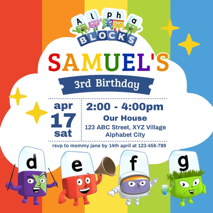 Copy of Alphablocks Birthday Invitation (16) | PosterMyWall